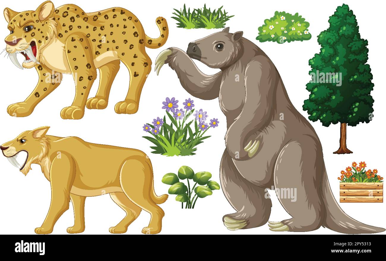 Set of various extinct animals illustration Stock Vector Image & Art ...