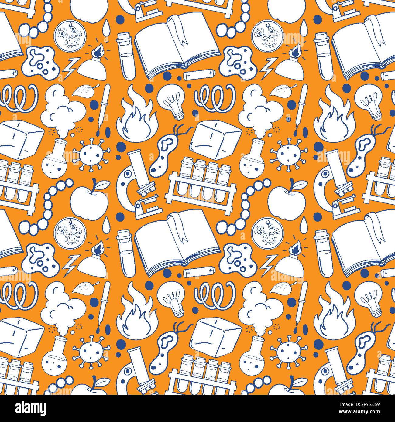 Science Objects and Icons Seamless Pattern illustration Stock Vector ...