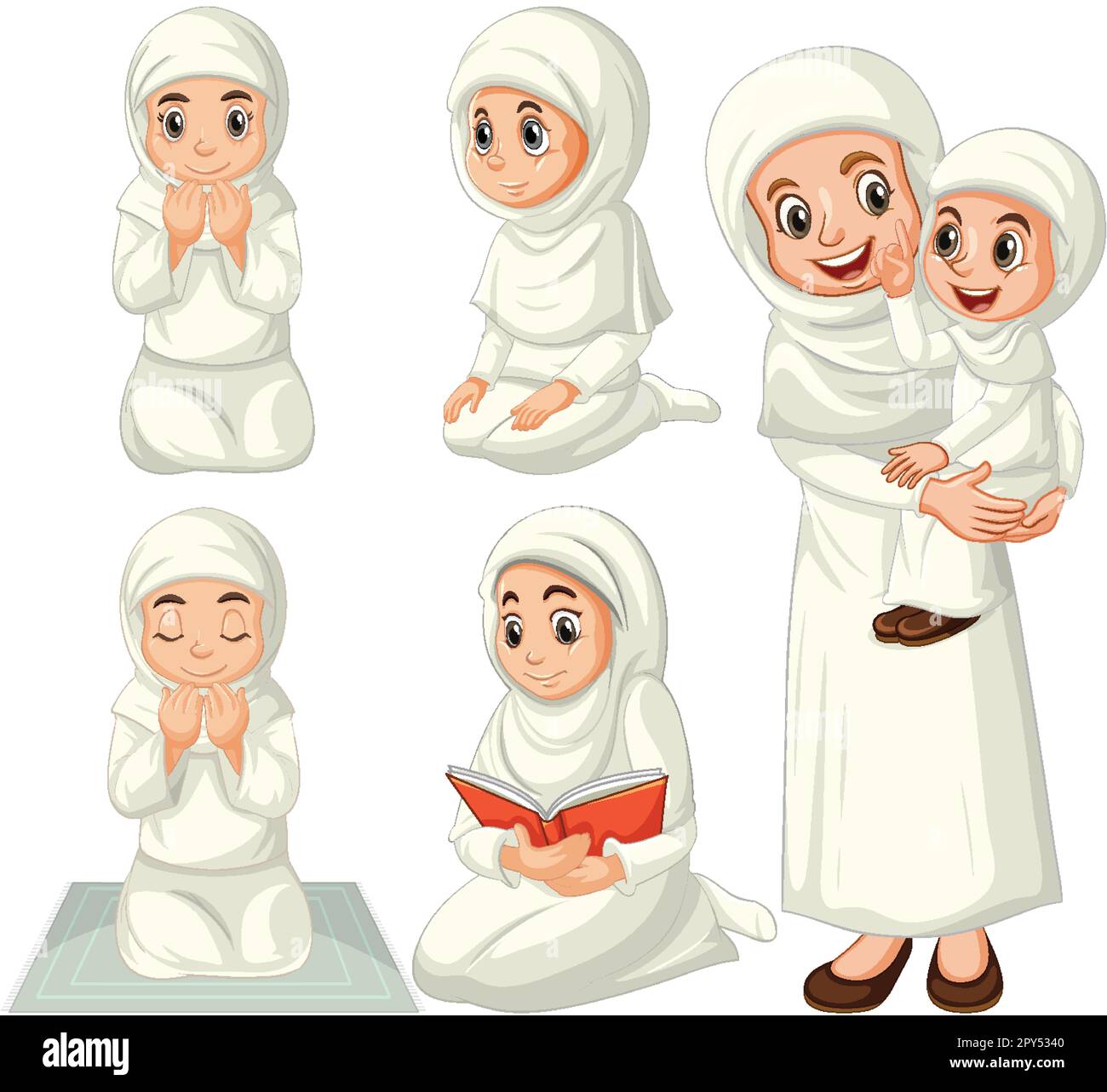 Set of muslim people cartoon character illustration Stock Vector Image ...