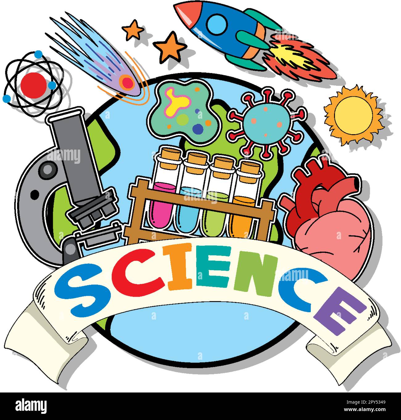 Science Banner with Doodle Icons illustration Stock Vector Image & Art ...