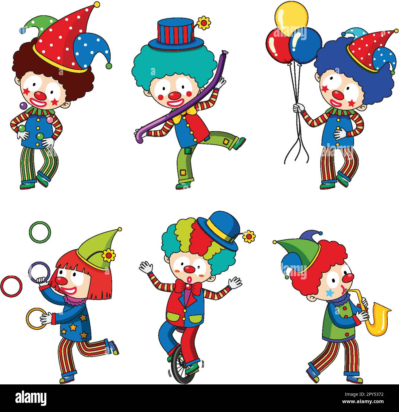 Set of Playful Clowns illustration Stock Vector Image & Art - Alamy