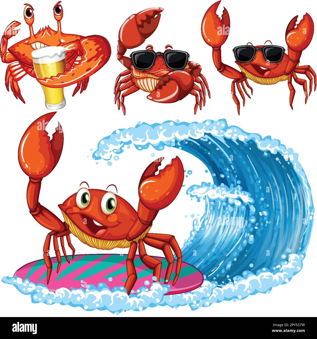Sea Creatures Clipart Set Sea Animals Clip Art Crab