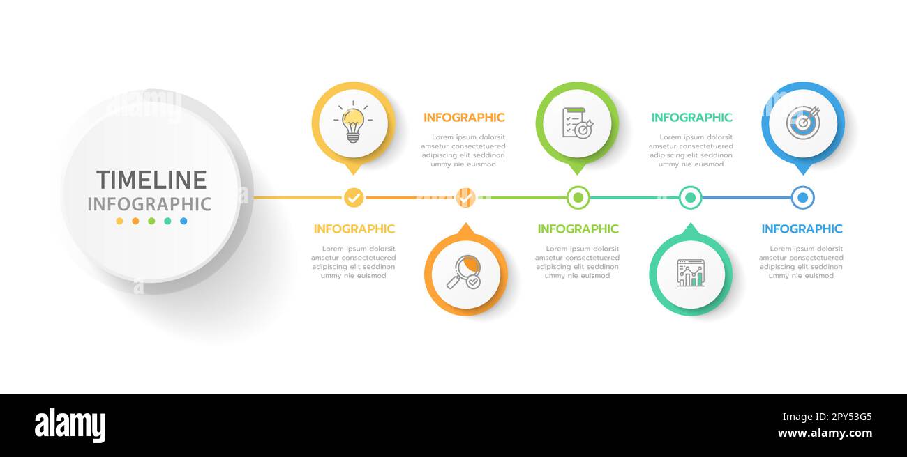 Infographic template for business. 5 Steps Modern Timeline diagram ...