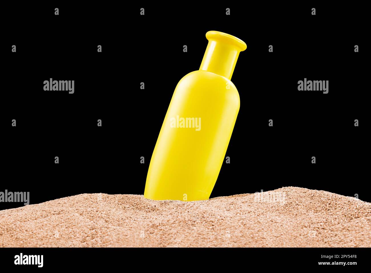 Mockup yellow bottle for cosmetics products sunblock, sunscreen ...