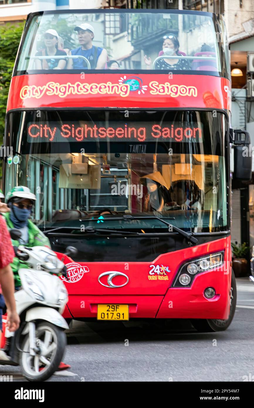 City Sightseeing tour of Saigon on double decker open top bus, Ho Chi ...