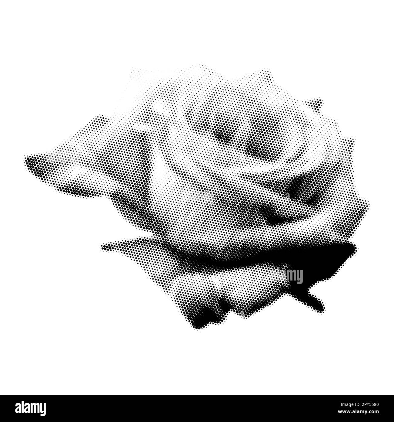 Rose collage. Design element in trendy dotted pop art style. Retro ...