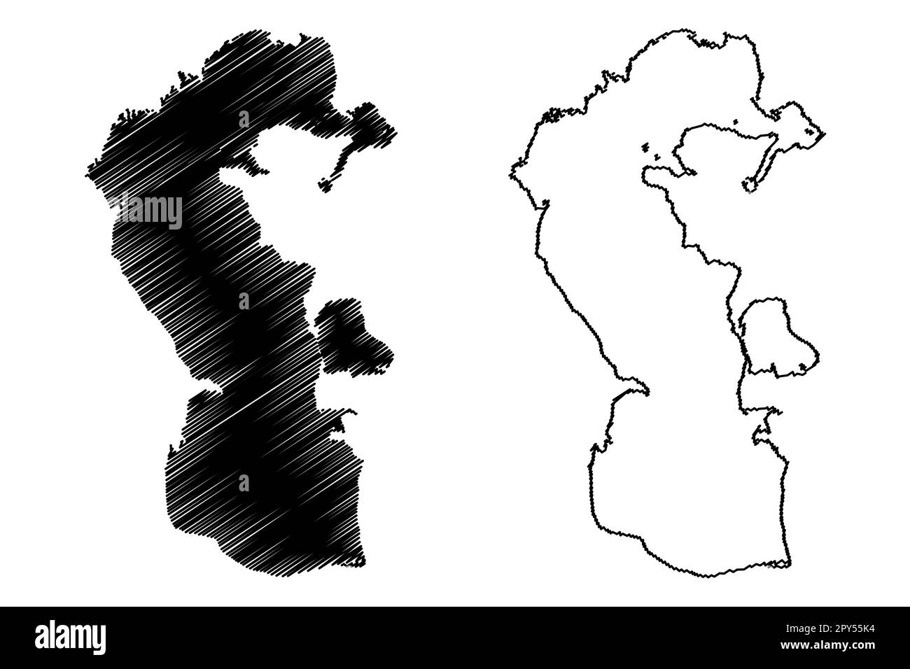 Caspian Sea salt lake (Russia, Russian Federation, Eurasia, Garabogazköl Aylagy) map vector ...