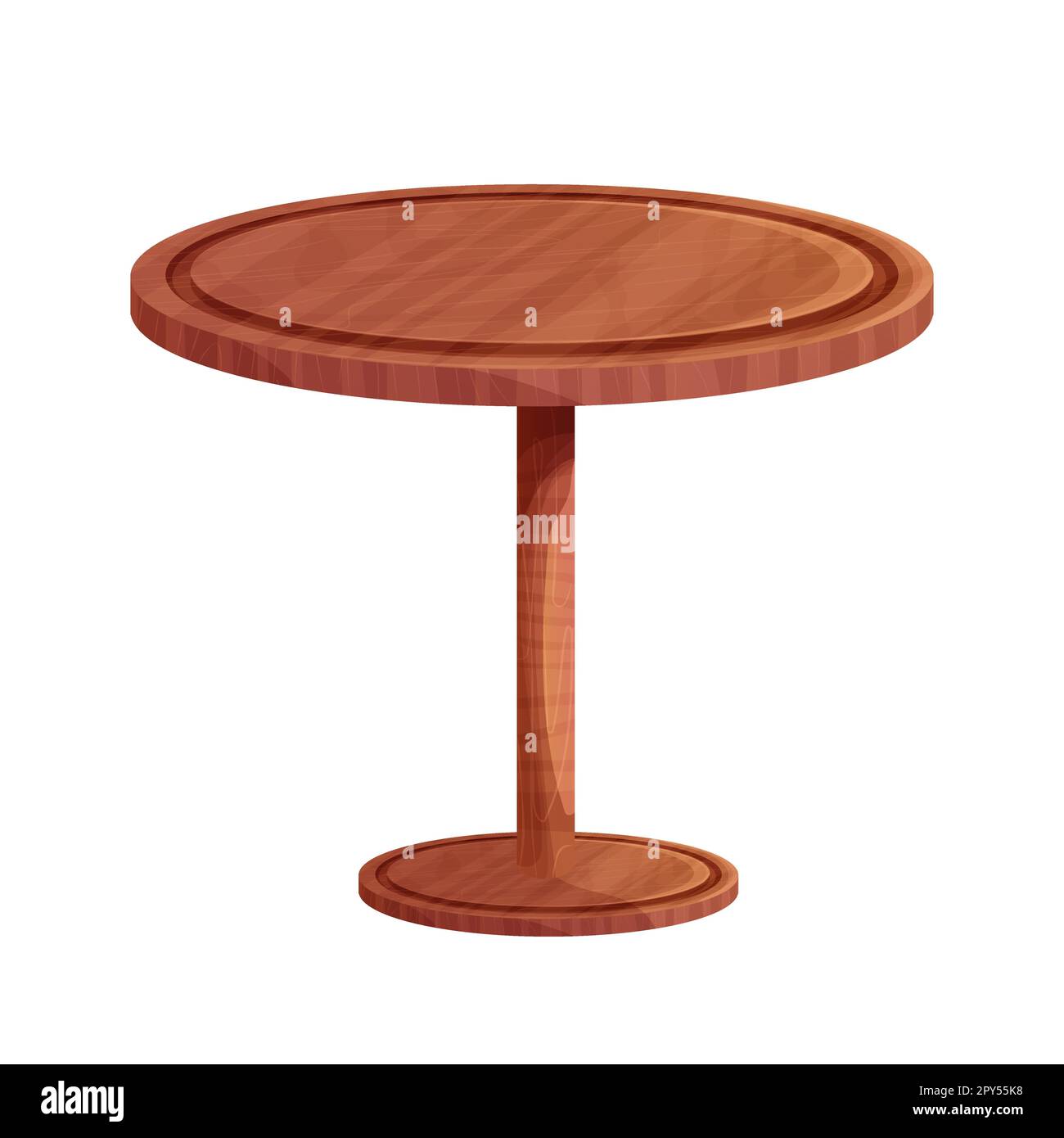 Wooden table round desk tectured in comic cartoon style isolated on ...