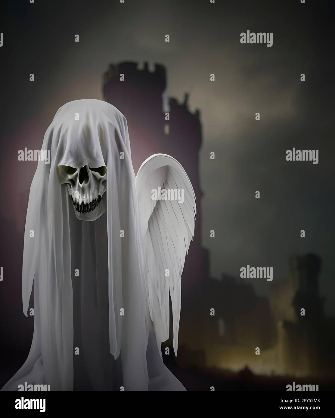 Evil ghost against defocused mysterious medieval background Stock Photo ...