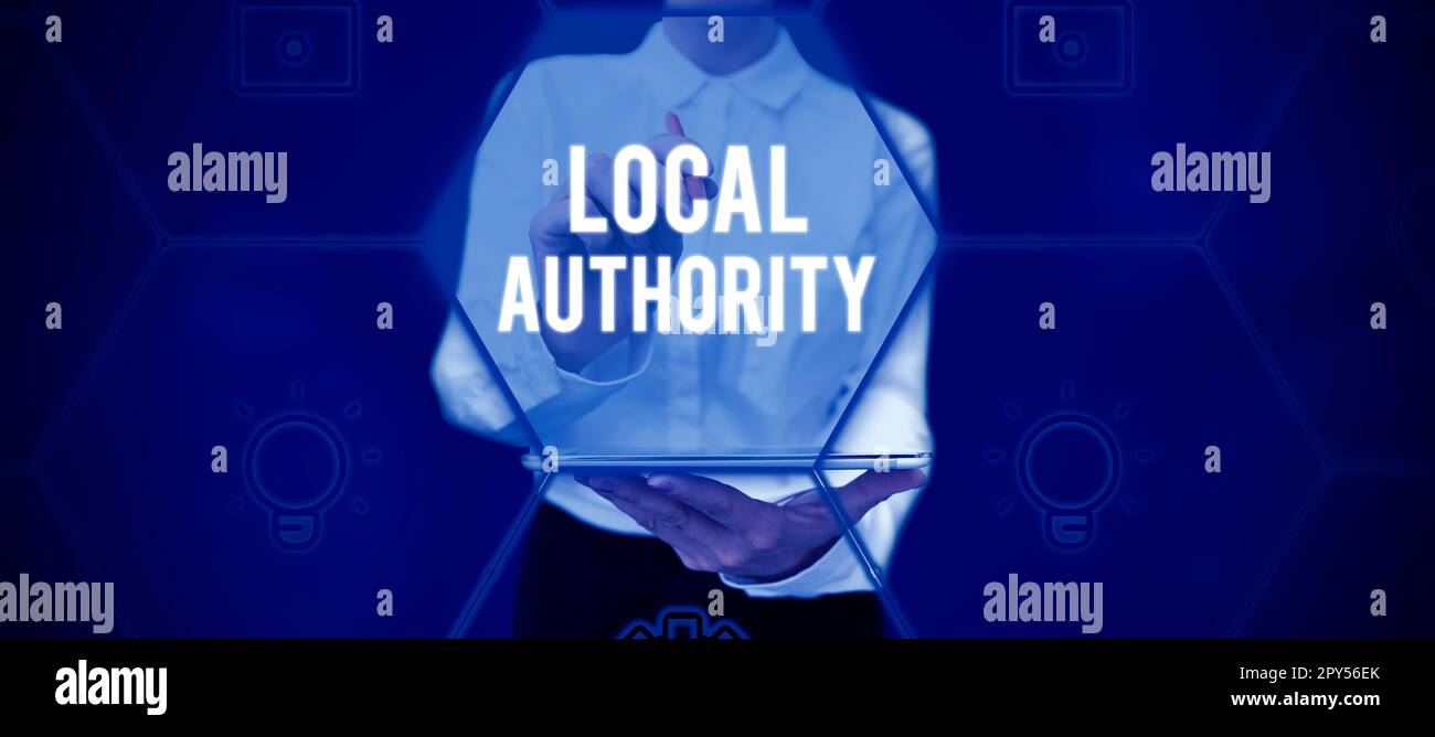 Hand writing sign Local Authority. Business approach the group of ...