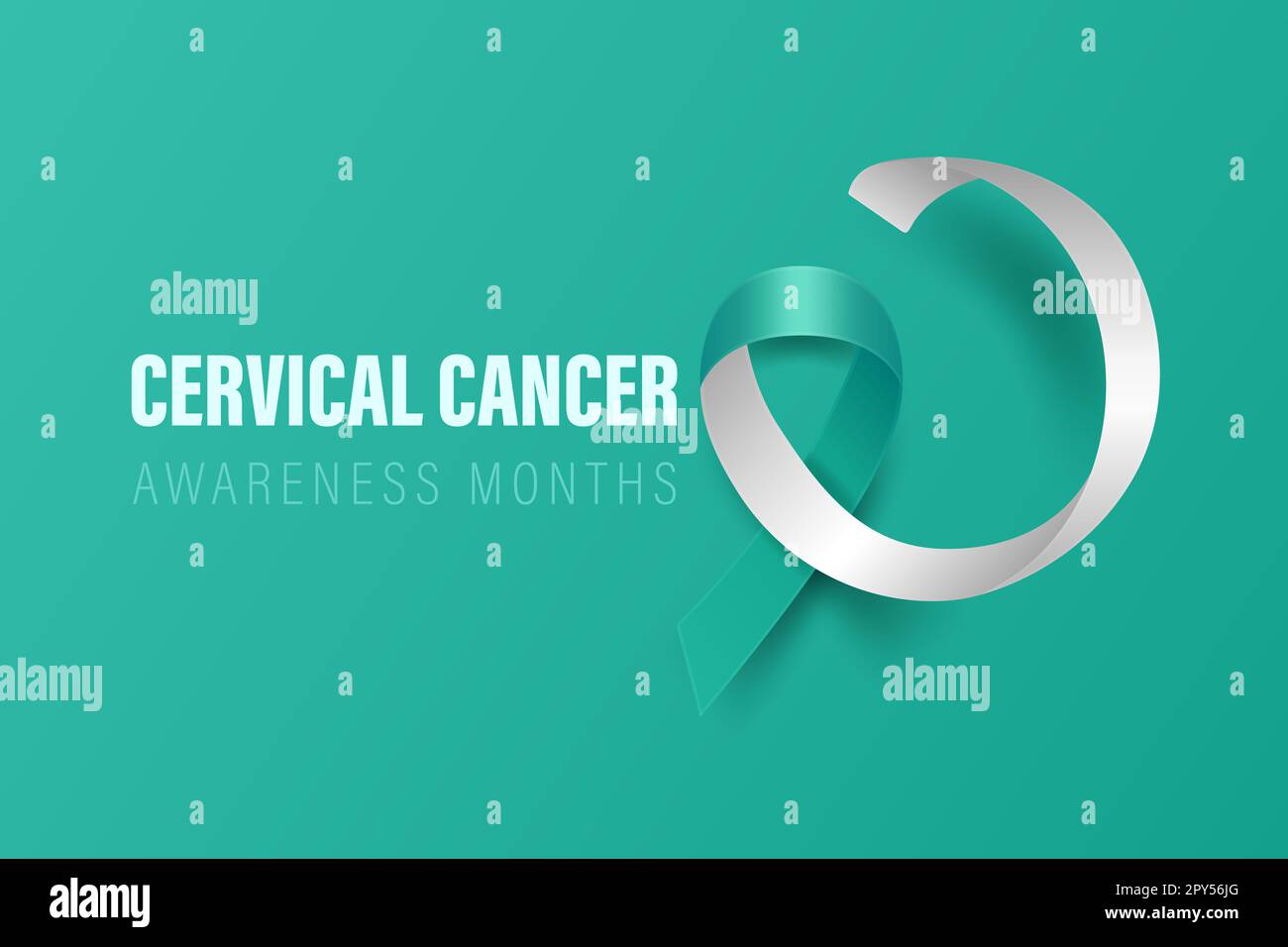 Cervical Cancer Banner, Card, Placard with Vector 3d Realistic Teal and ...