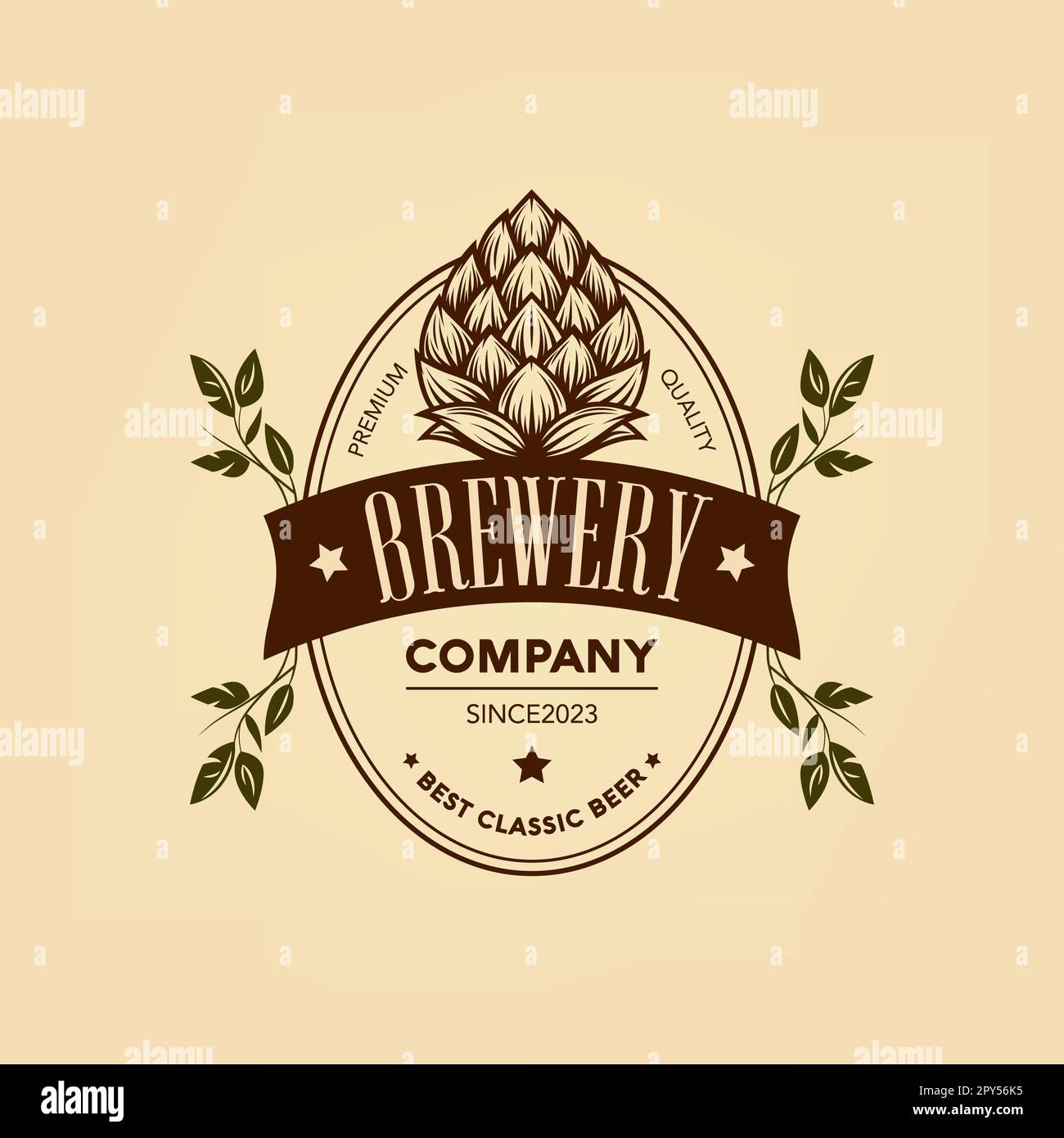 Vector Typography Design with Green Hand Drawn Cartoon Hop and Leaves ...