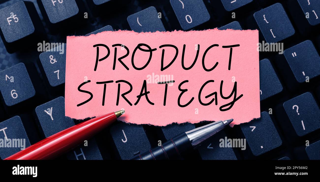 Hand writing sign Product Strategy. Word Written on long term plan ...