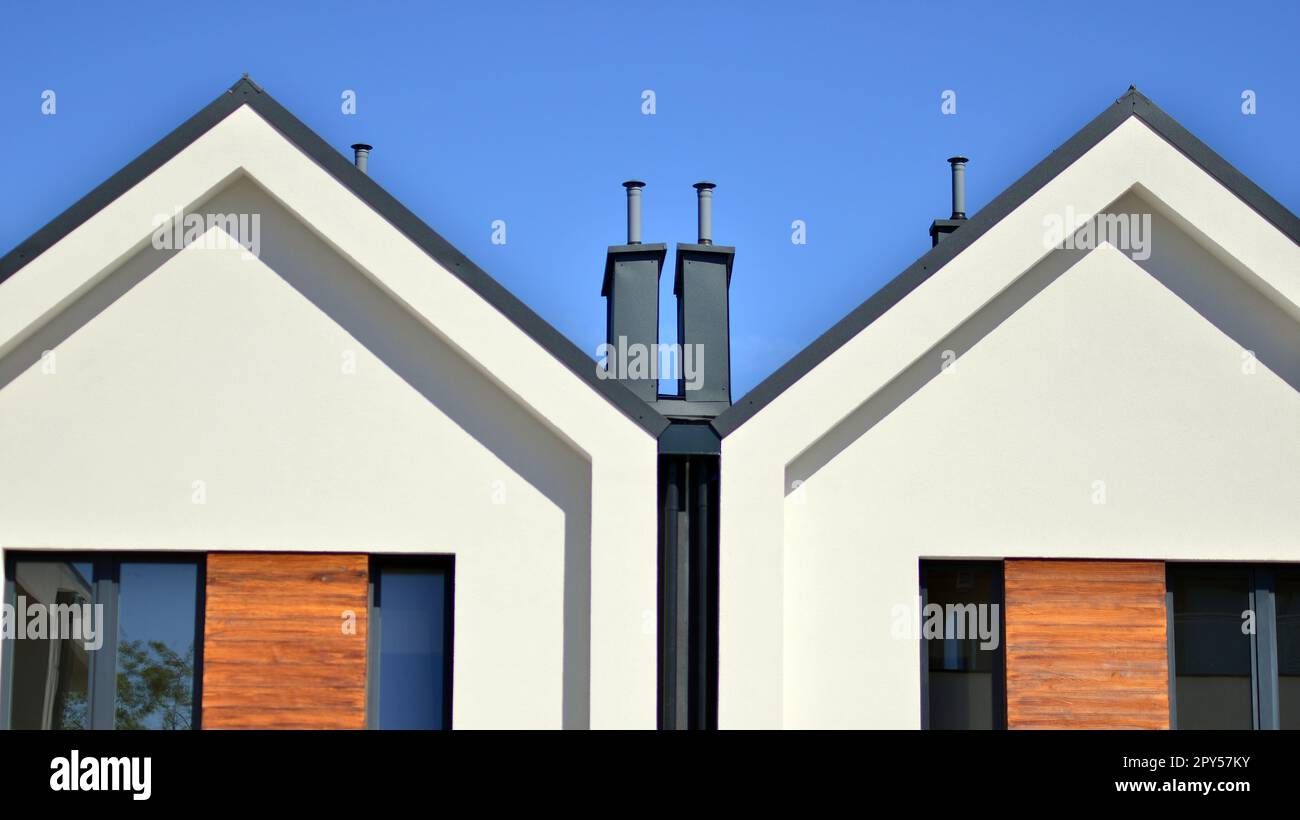 Terraced family homes in newly developed housing estate. The real ...