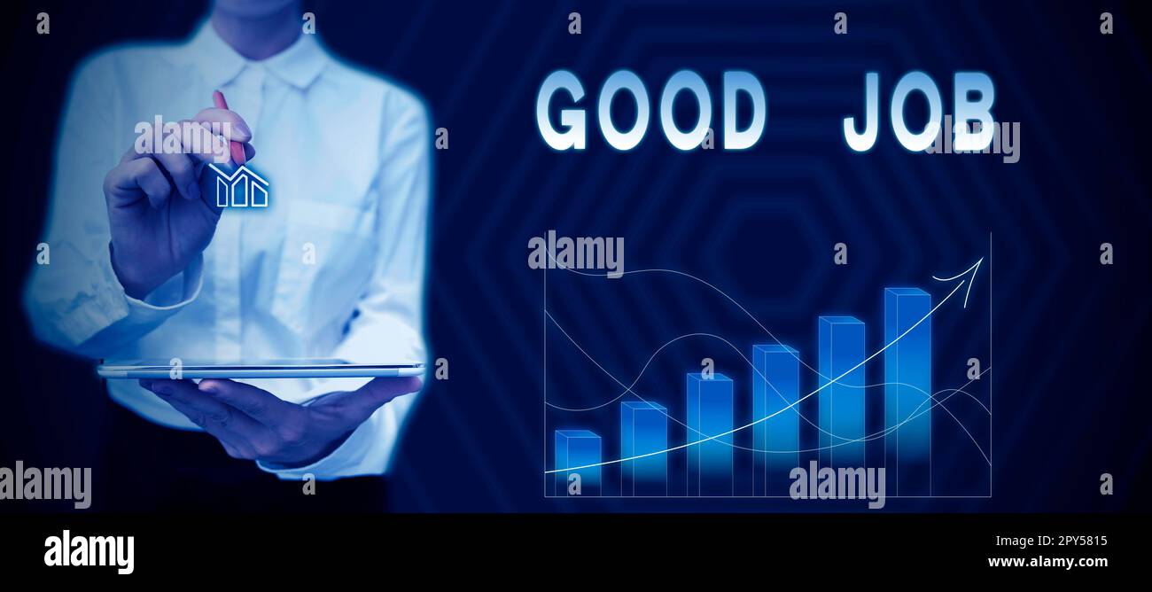 Conceptual caption Good Job. Business concept encourage someone for his ...