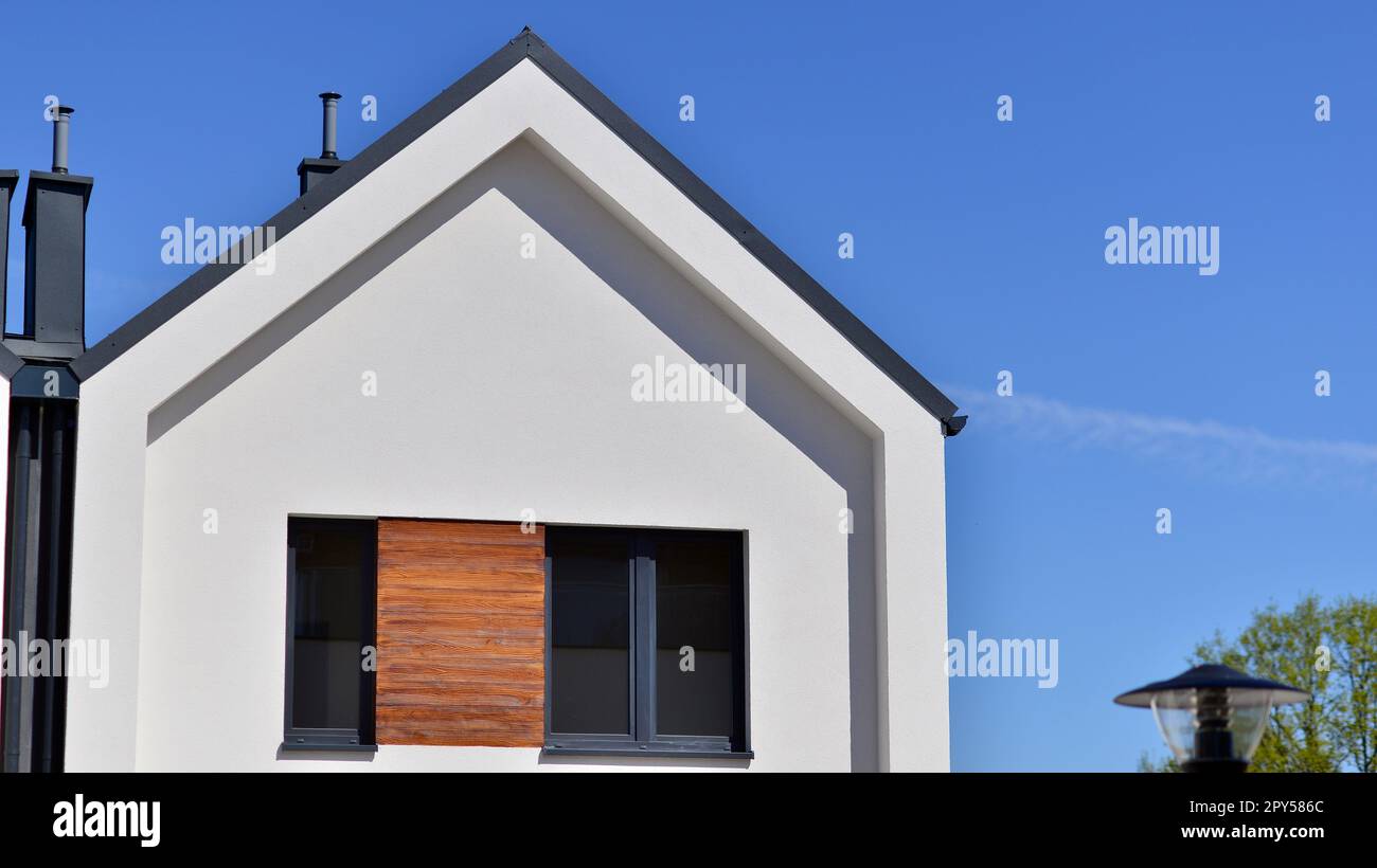 Terraced family homes in newly developed housing estate. The real ...