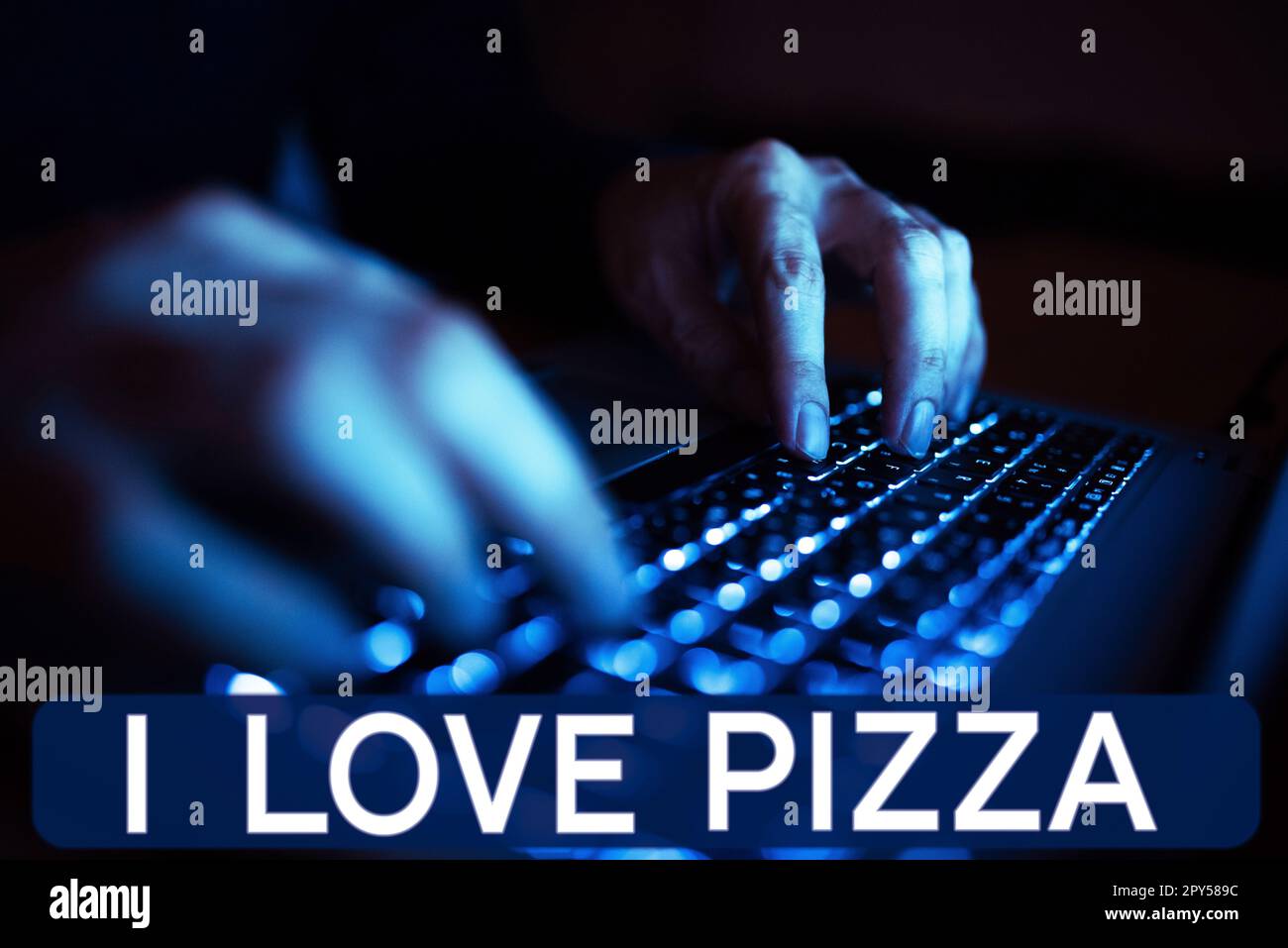 Hand writing sign I Love Pizza. Concept meaning To like a lot Italian ...