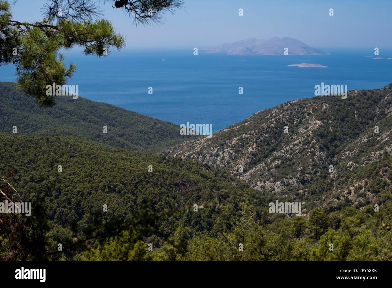 Mediterranean landscape of island of Rhodes Stock Photo - Alamy