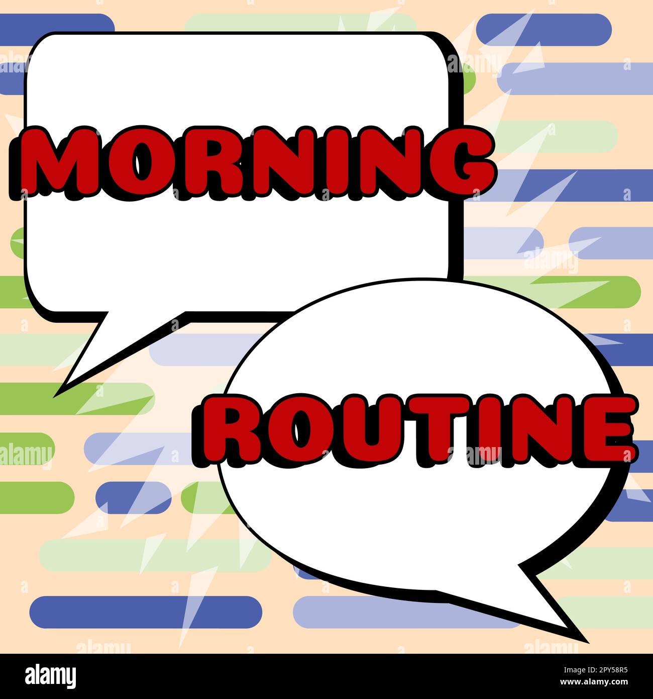 Conceptual display Morning Routine. Concept meaning initiation of ...