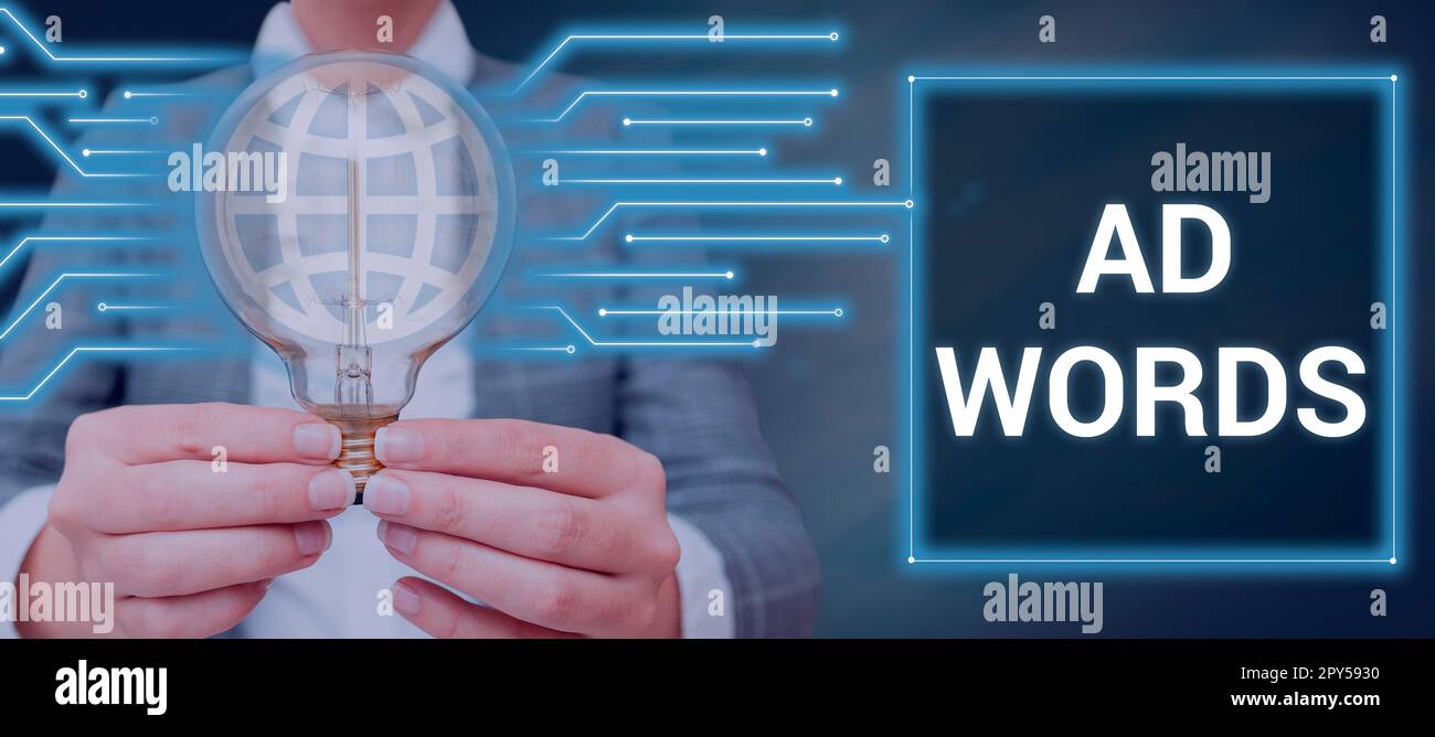 Text showing inspiration Ad Words. Word for oversee and control the ...