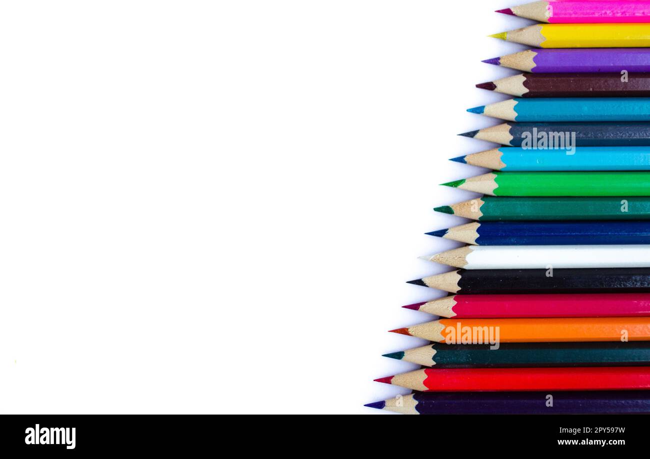 Colored pencils isolated on white background Stock Photo - Alamy