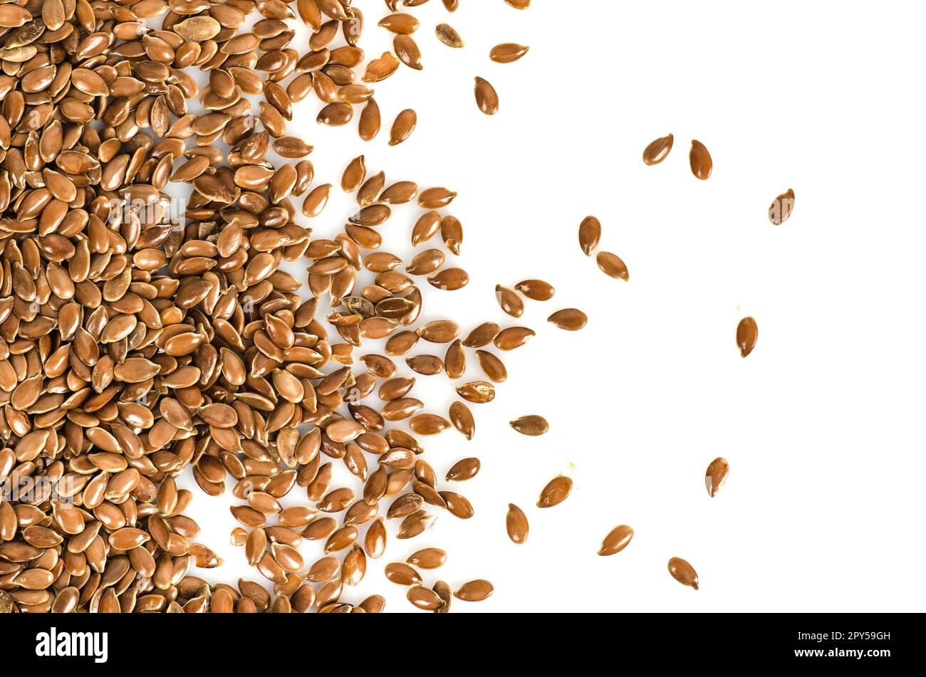 Crushed, milled flax, linen seeds isolated on white background, top ...