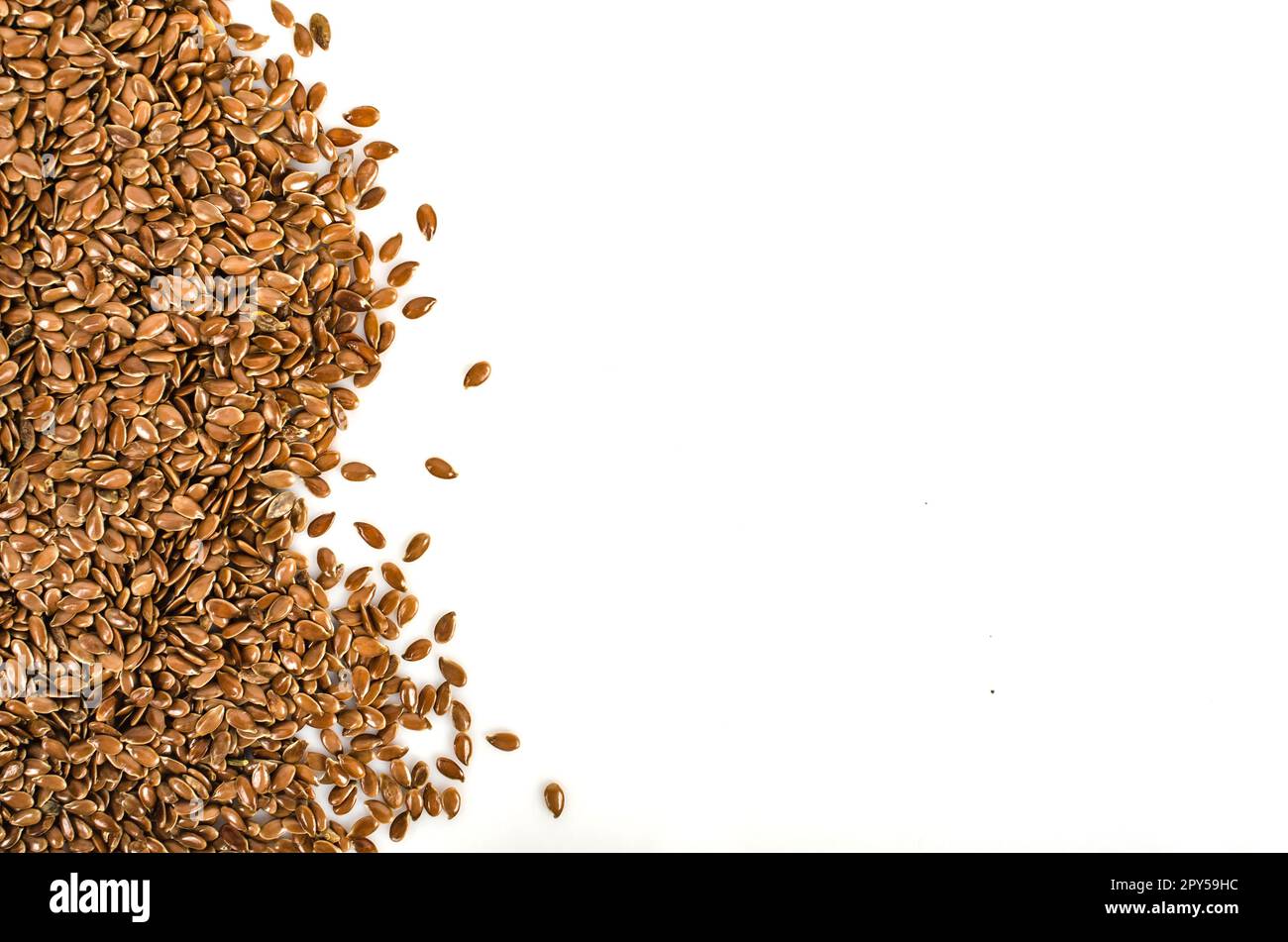 Crushed, milled flax, linen seeds isolated on white background, top ...