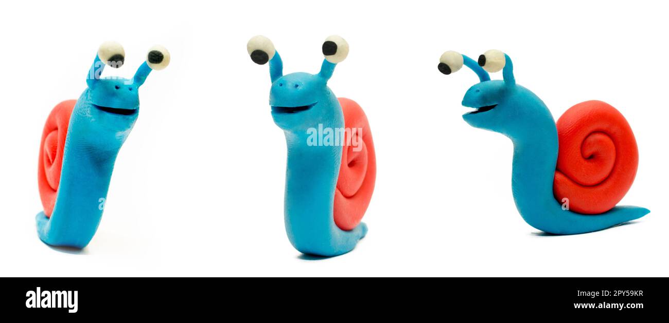 Group snails Plasticine colored, isolated on white background Stock ...