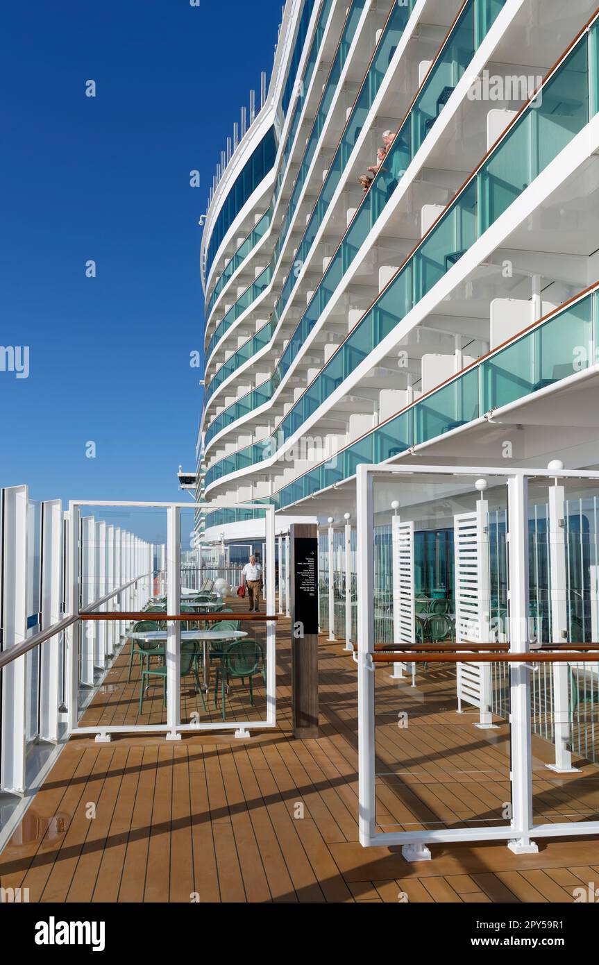 View along the Promenade Deck of Arvia, the newest and largest ship in ...
