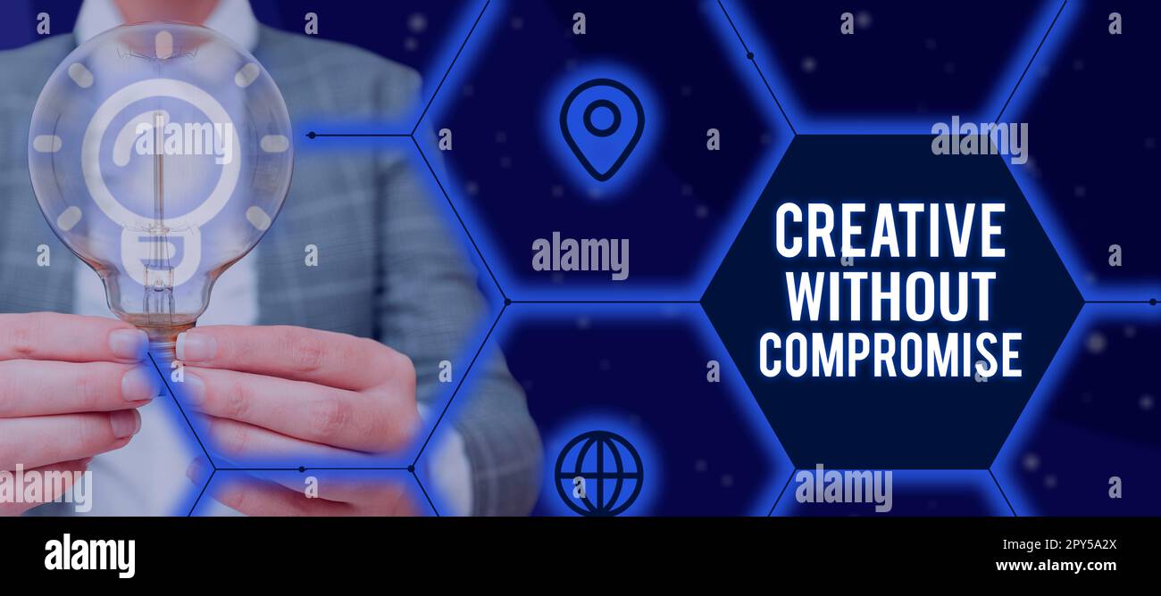 Hand writing sign Creative Without Compromise. Business idea process of ...