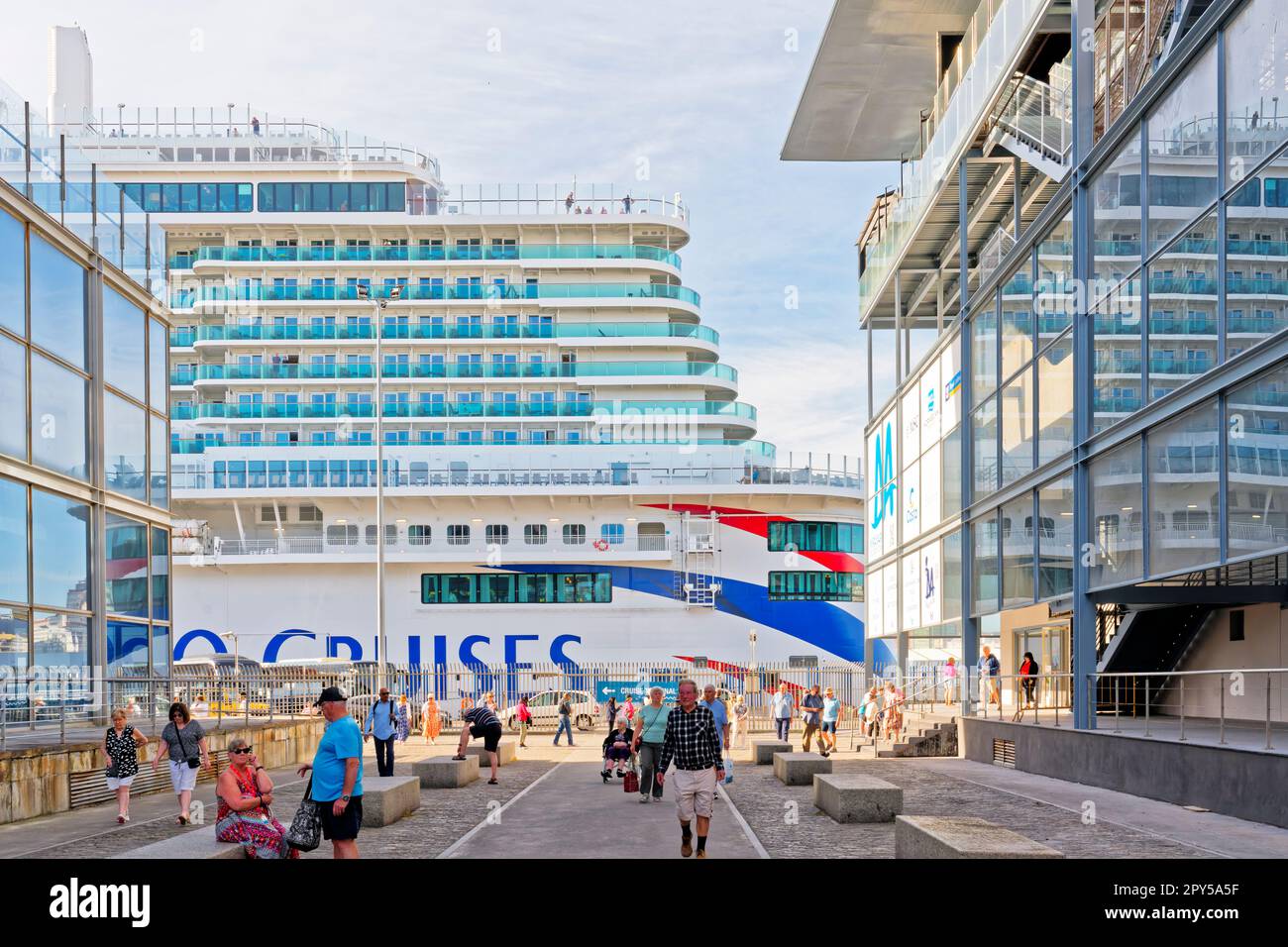 Arvia, the largest ship in the P&O cruise fleet, in it's berth at the ...
