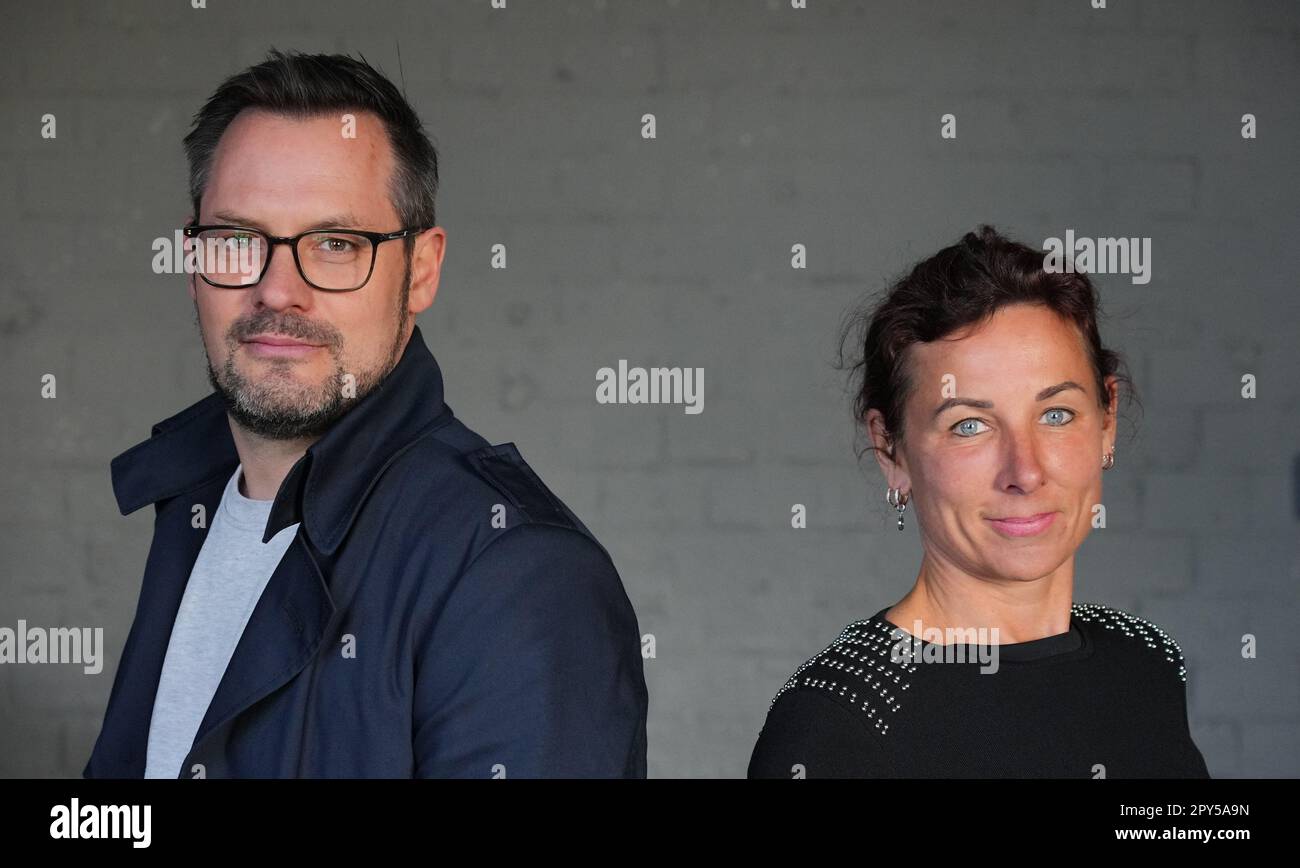 Potsdam, Germany. 27th Apr, 2023. Author Juli Zeh and writer Simon ...