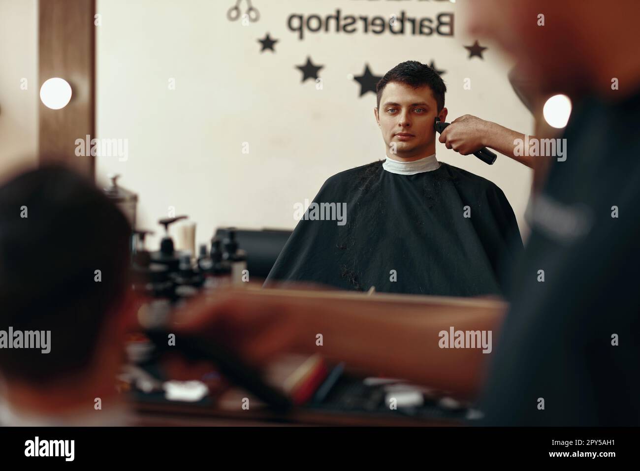 Barber man hold scissors hi-res stock photography and images - Alamy
