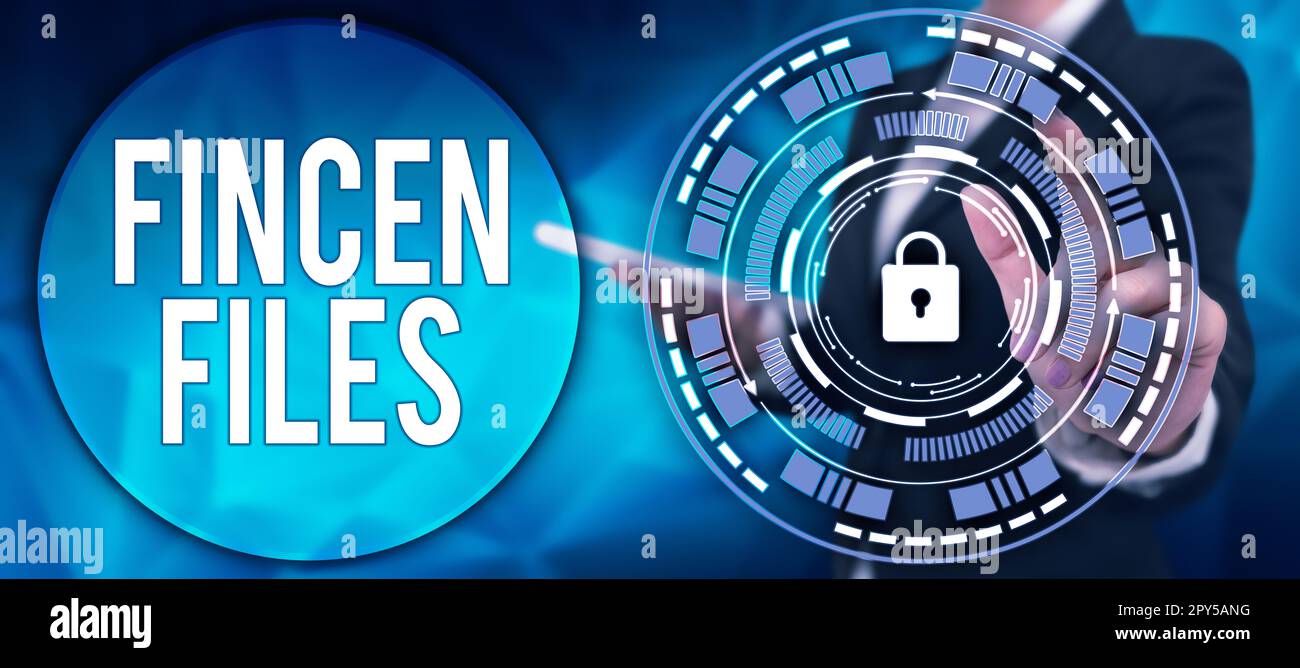 Text sign showing Fincen Files. Word for Transactions in financial ...