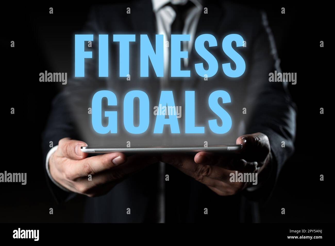 Text caption presenting Fitness Goals. Word for Loose fat Build muscle ...