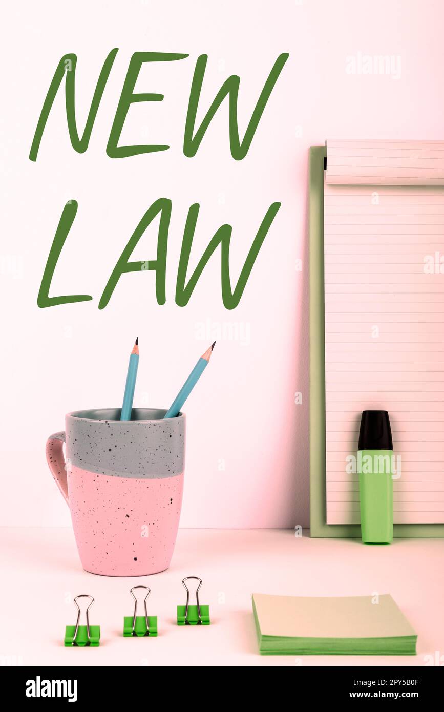 Text sign showing New Law. Business idea system of rules that enforced ...