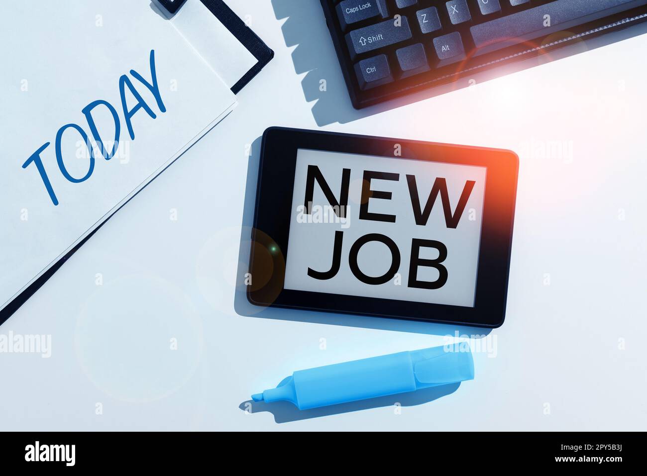 Handwriting text New Job. Internet Concept signing contract Finding ...