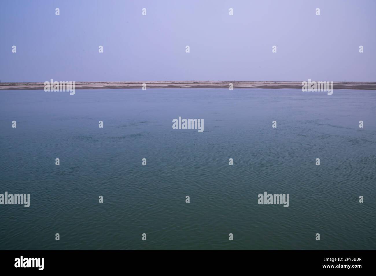 Padma River Bluewater and sand island with blue sky beautiful landscape ...