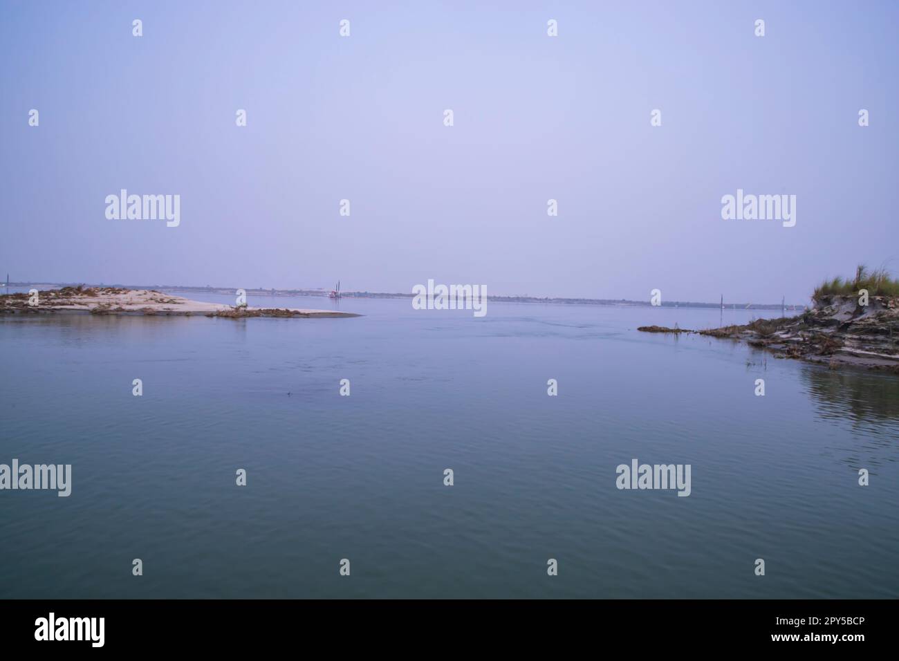 Natural Landscape view Coast of the Padma river with sand dunes and ...
