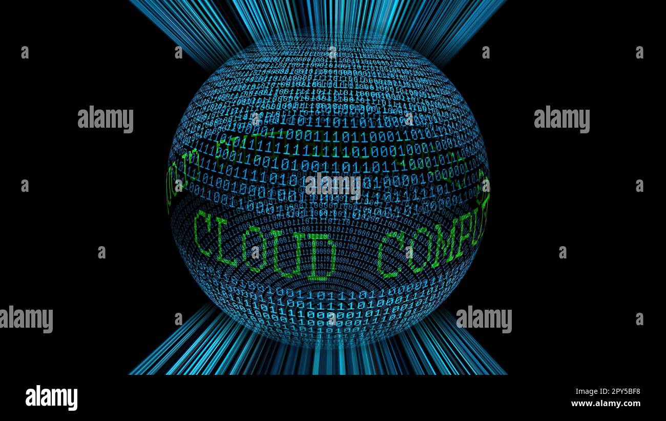 Cloud computing binary data sphere Stock Photo - Alamy
