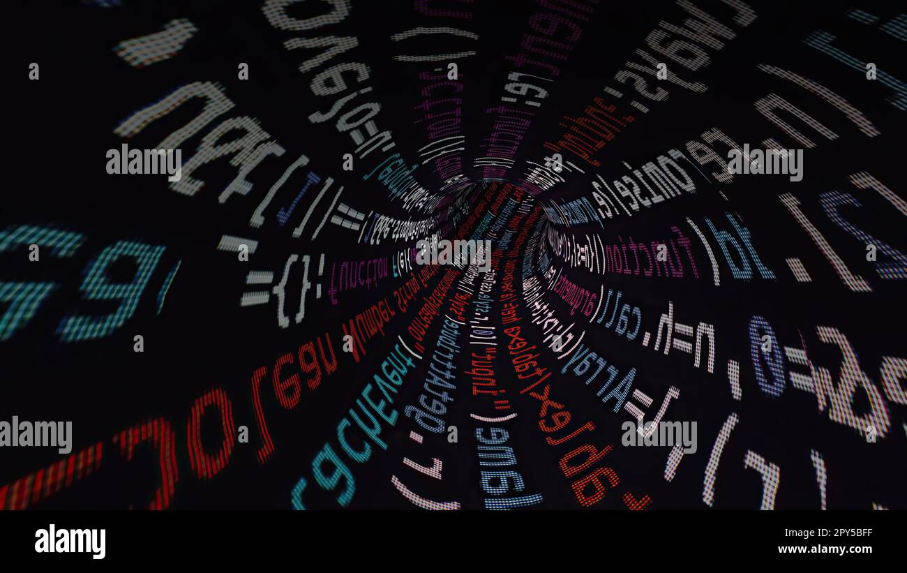 Driving through code data tunnel Stock Photo - Alamy