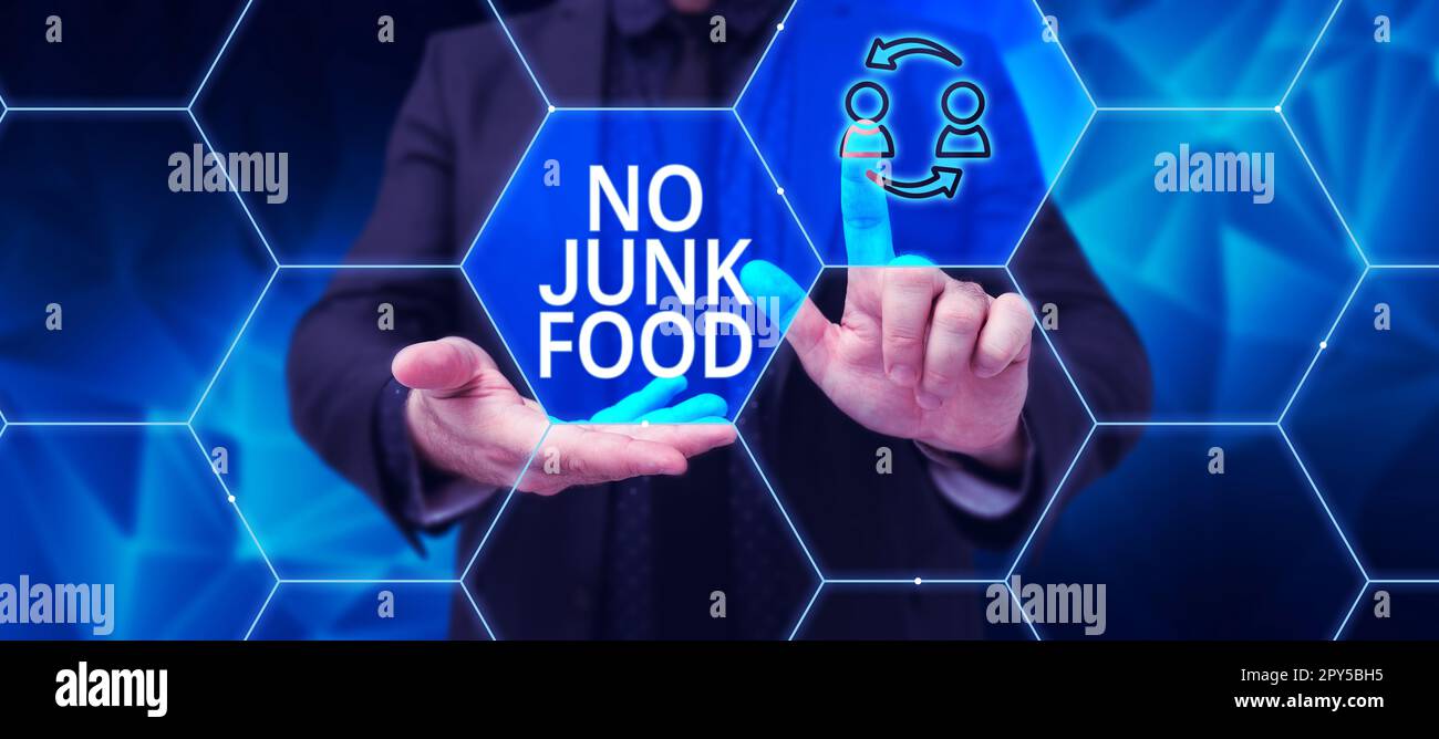 Conceptual display No Junk Food. Word Written on Stop eating unhealthy ...