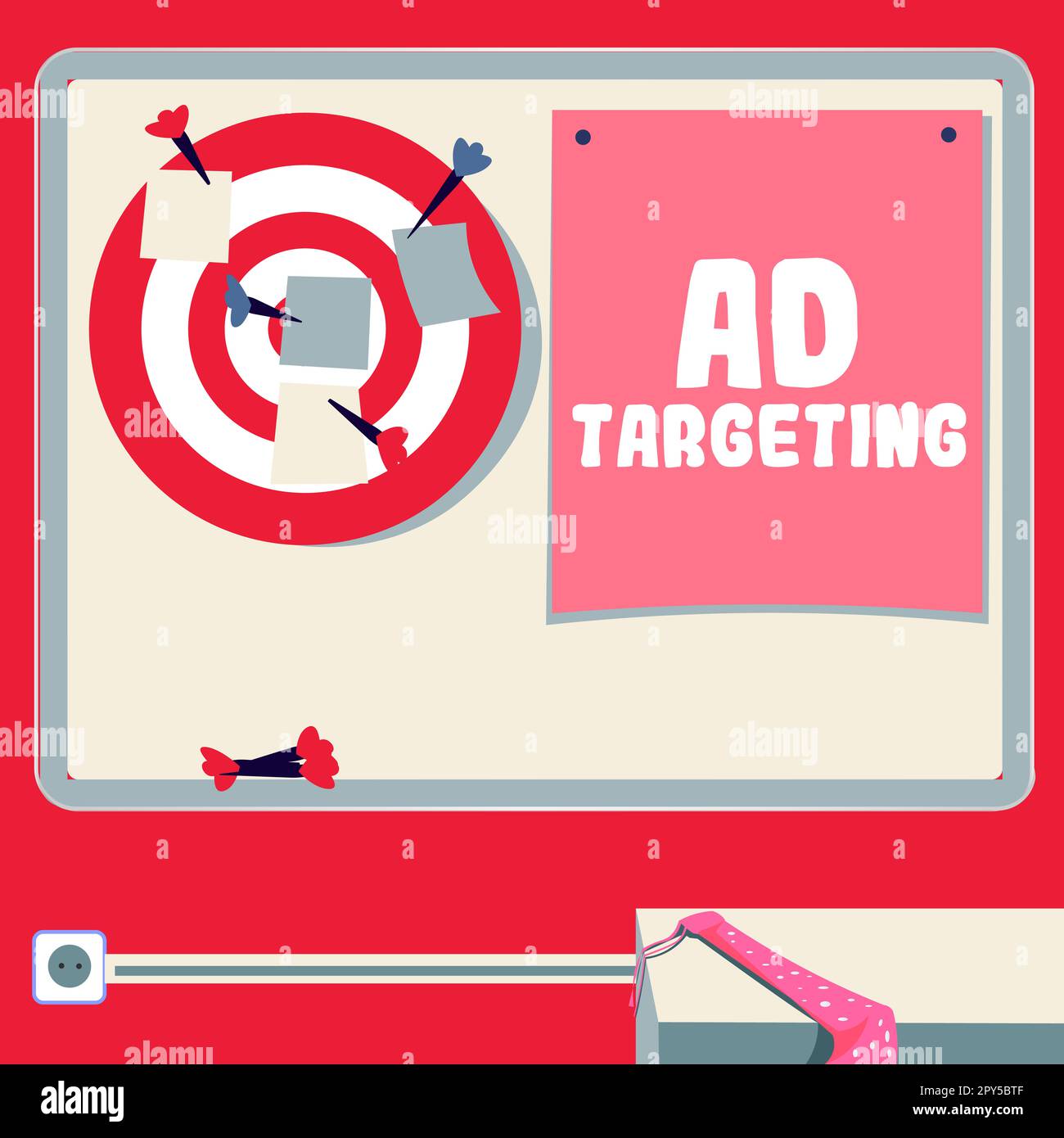 Text showing inspiration Ad Targeting. Business overview target the ...
