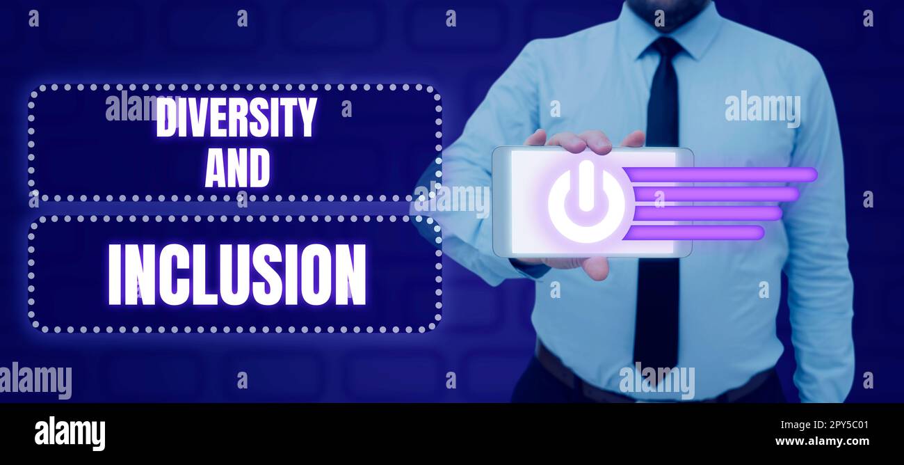Conceptual caption Diversity And Inclusion. Business showcase range ...
