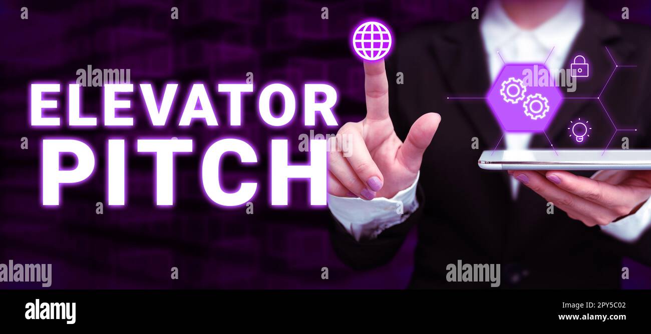 Text sign showing Elevator Pitch. Word for A persuasive sales pitch ...