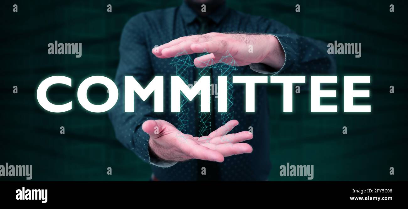 Handwriting text Committee. Word for Group of people appointed for a ...