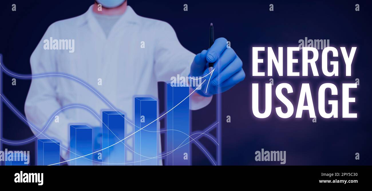 Text caption presenting Energy Usage. Word Written on Amount of energy ...