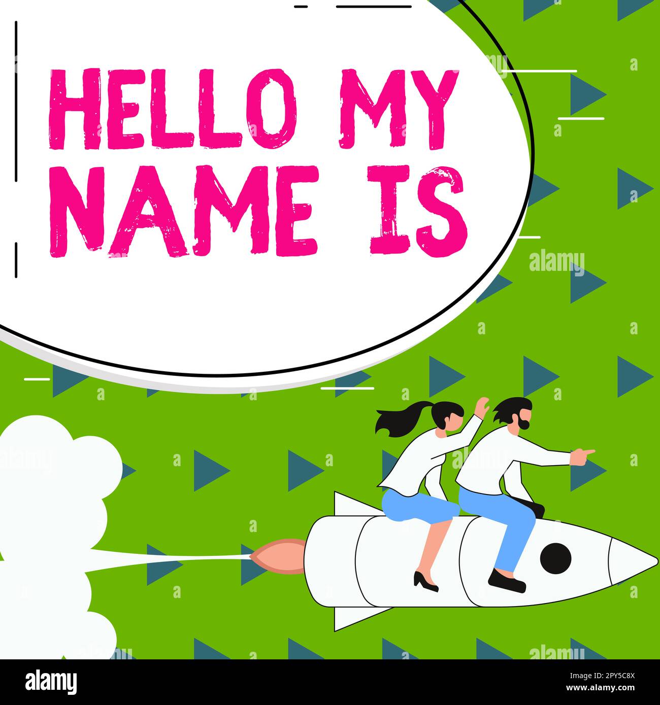 Text caption presenting Hello My Name Is. Word Written on introducing ...