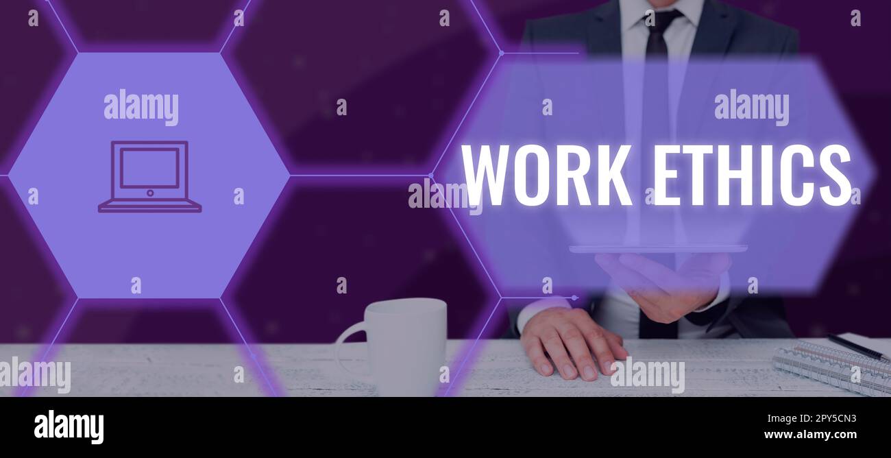 Hand writing sign Work Ethics. Business overview A set of values ...