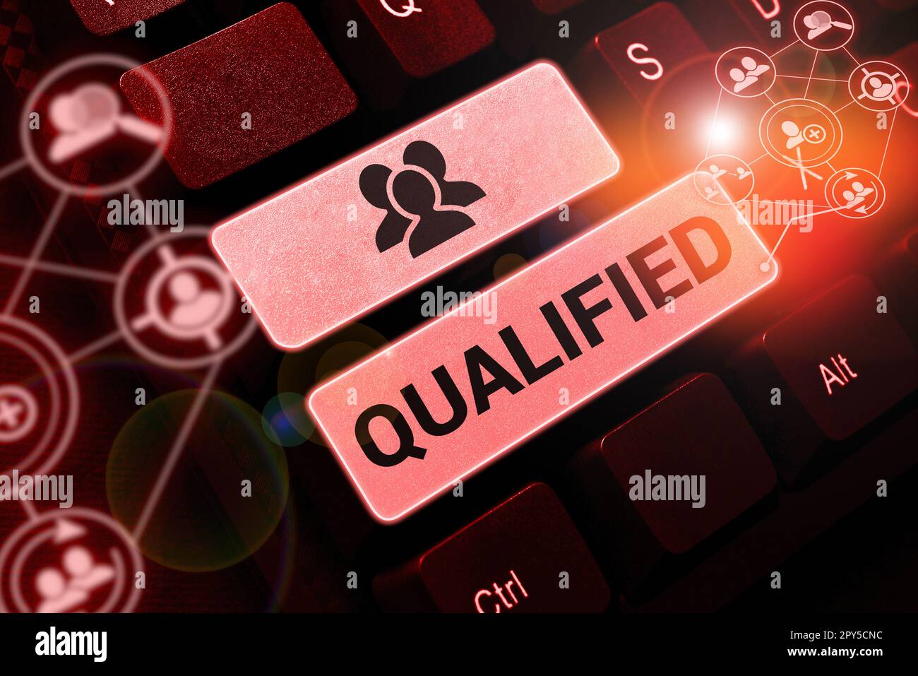 Writing displaying text Qualified. Word Written on Officially trained ...